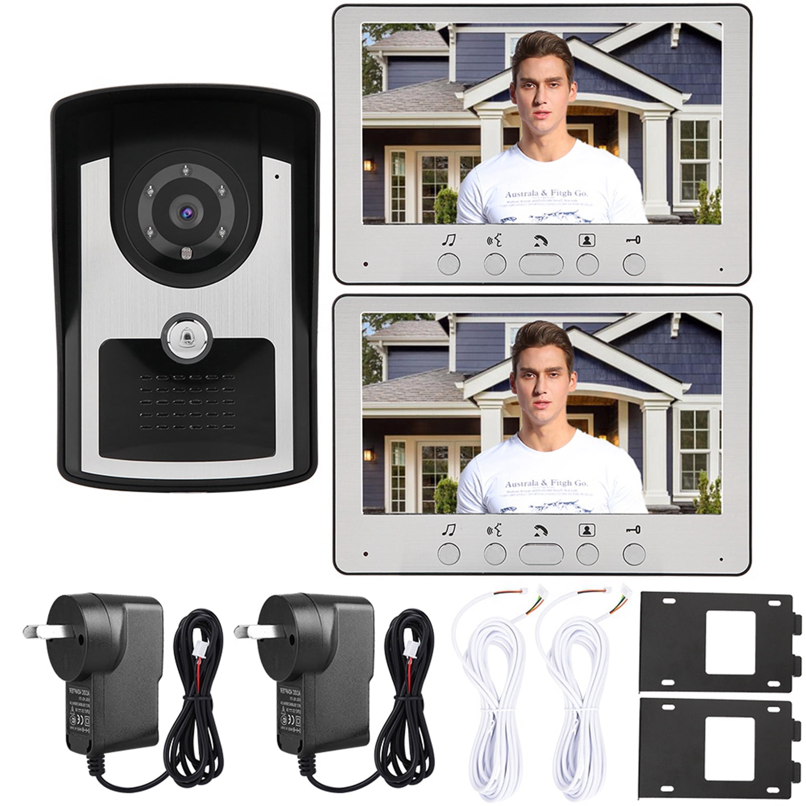 Wired Video Intercom System 7 inch LCD Video Door Phone Wired Intercom ...