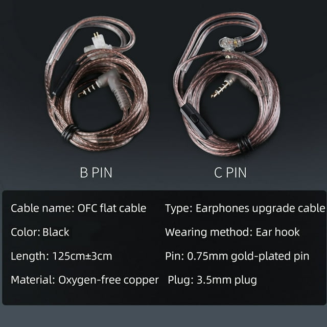 Wired headset,Cable Hifi Mic Zsn/zsn Wired Headset 0.75mm Cable In-line ...