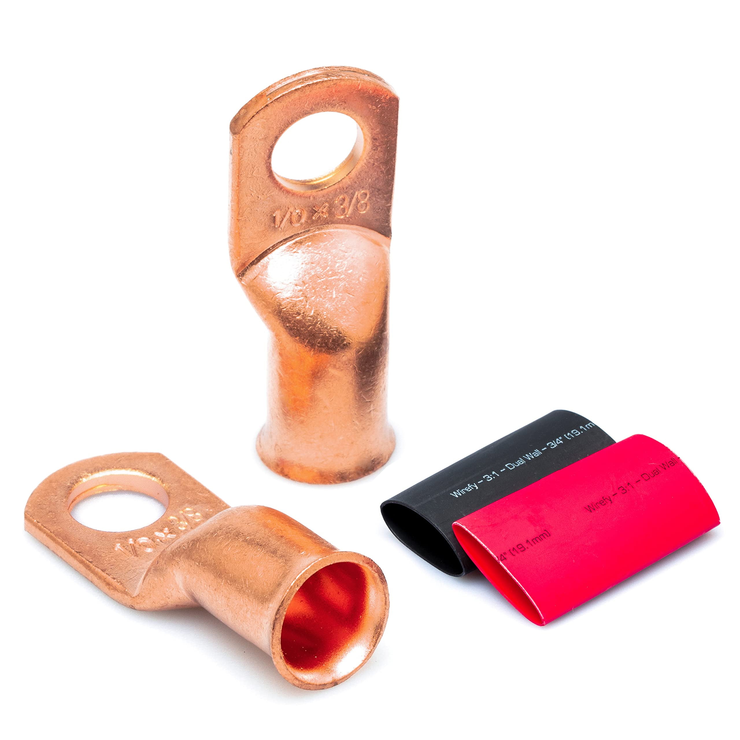 Wirefy 1/0 Gauge 3/8" Wire Lugs - Copper Cable Lugs - Battery Terminal ...