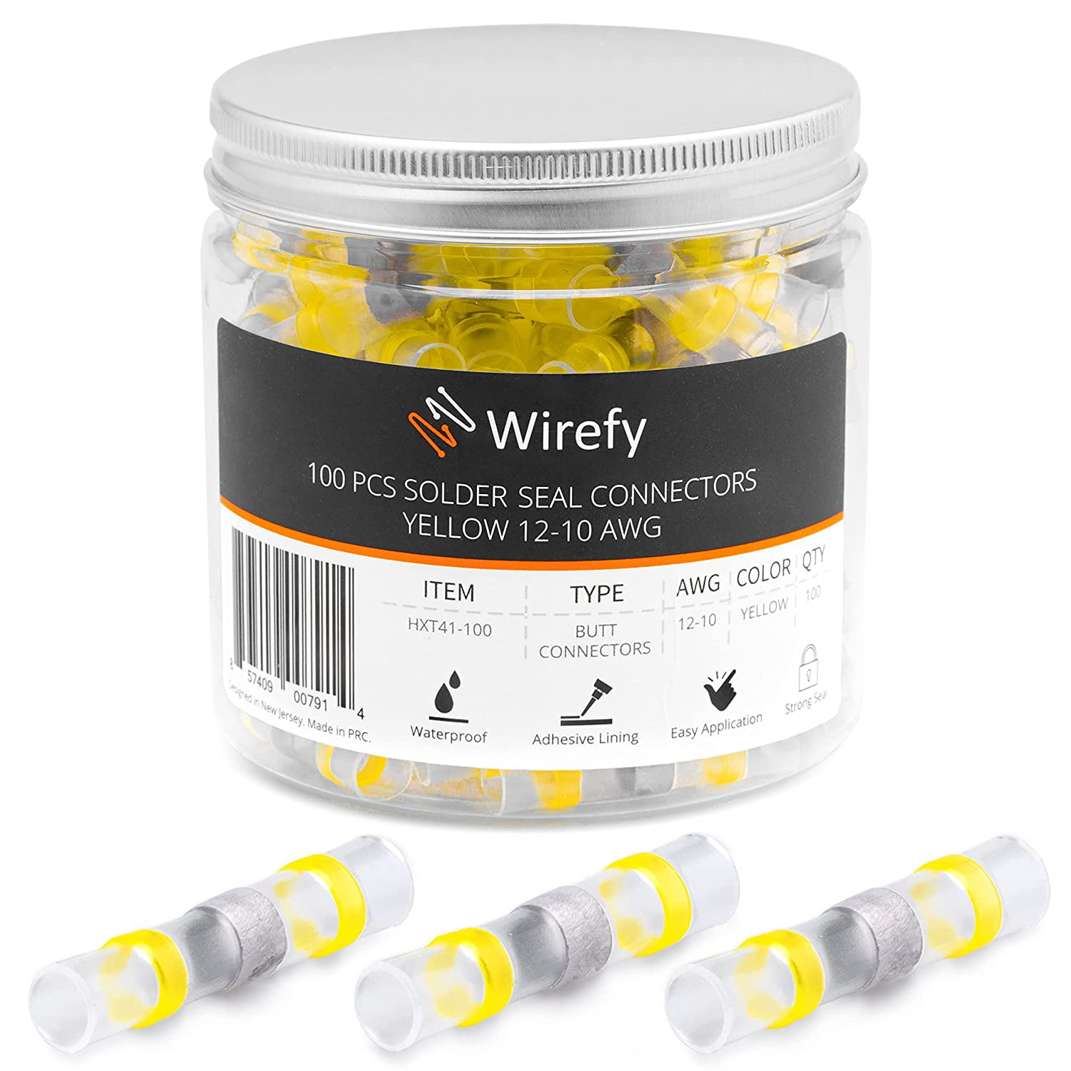 Wirefy 100 PCS Solder Seal Wire Connectors - Heat Shrink Solder Butt Connectors - Waterproof ...