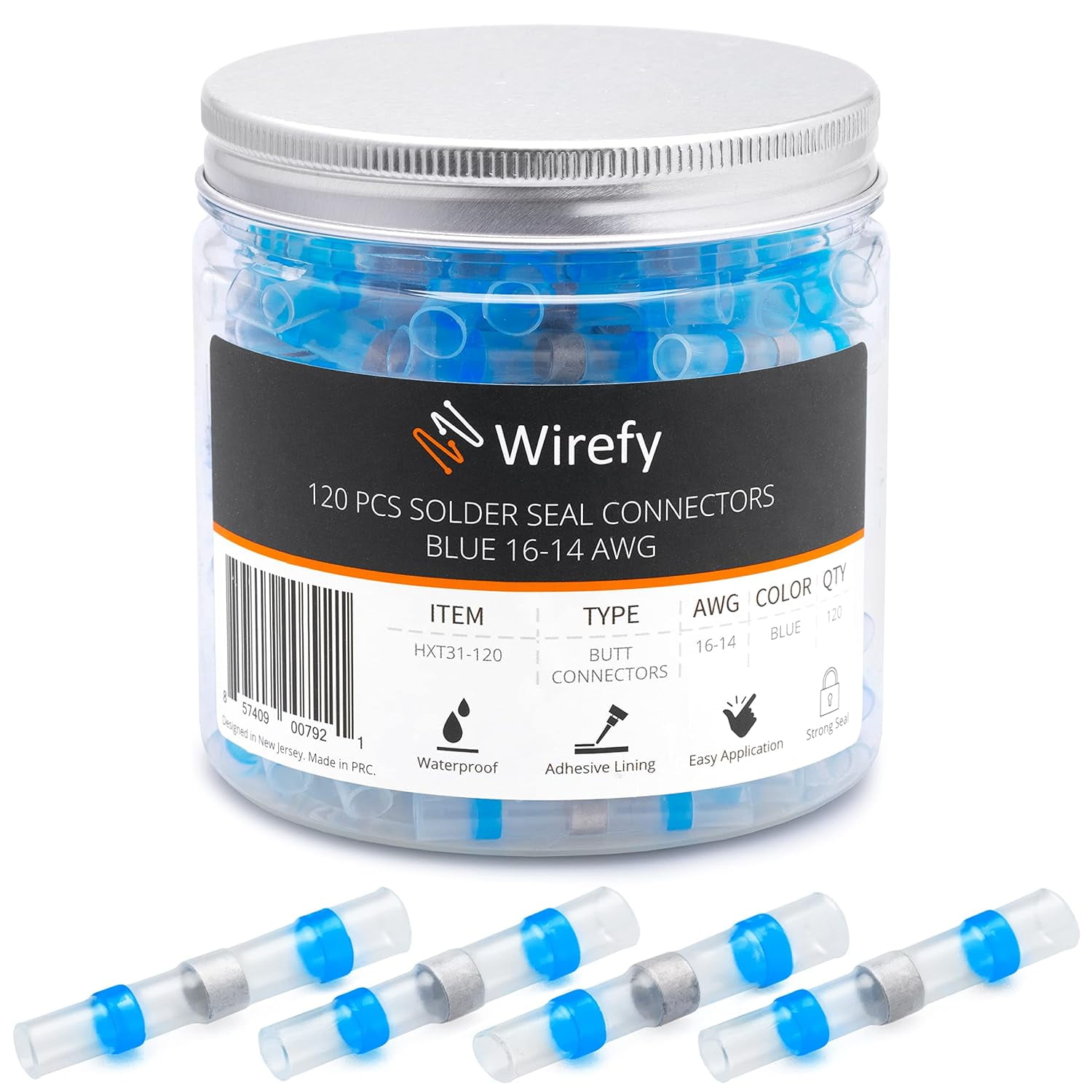 Wirefy 120 PCS Solder Seal Wire Connectors - Waterproof Self Soldering Sleeves - Blue 16-14 AWG ...