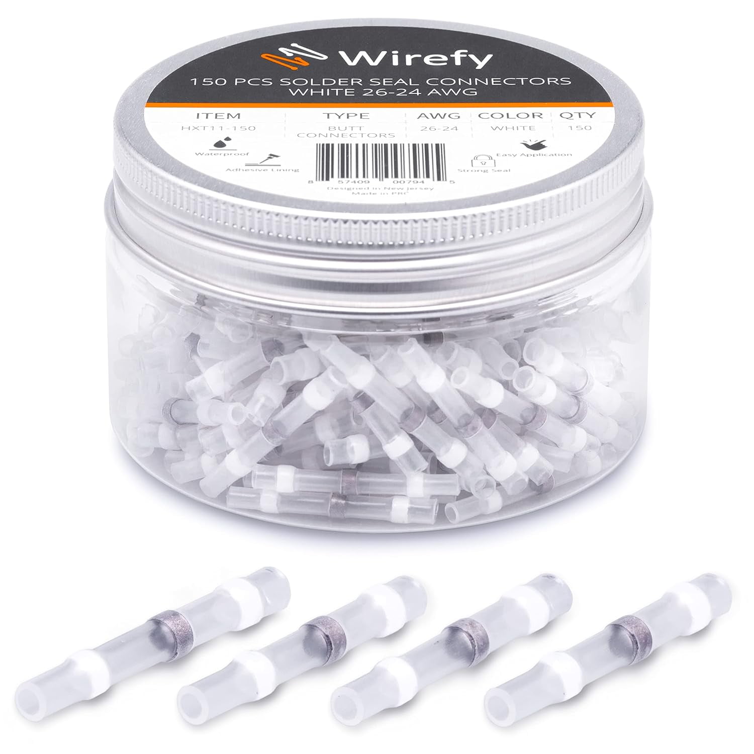 Wirefy 150 PCS Solder Seal Wire Connectors - Heat Shrink Solder Butt Connectors - Waterproof ...