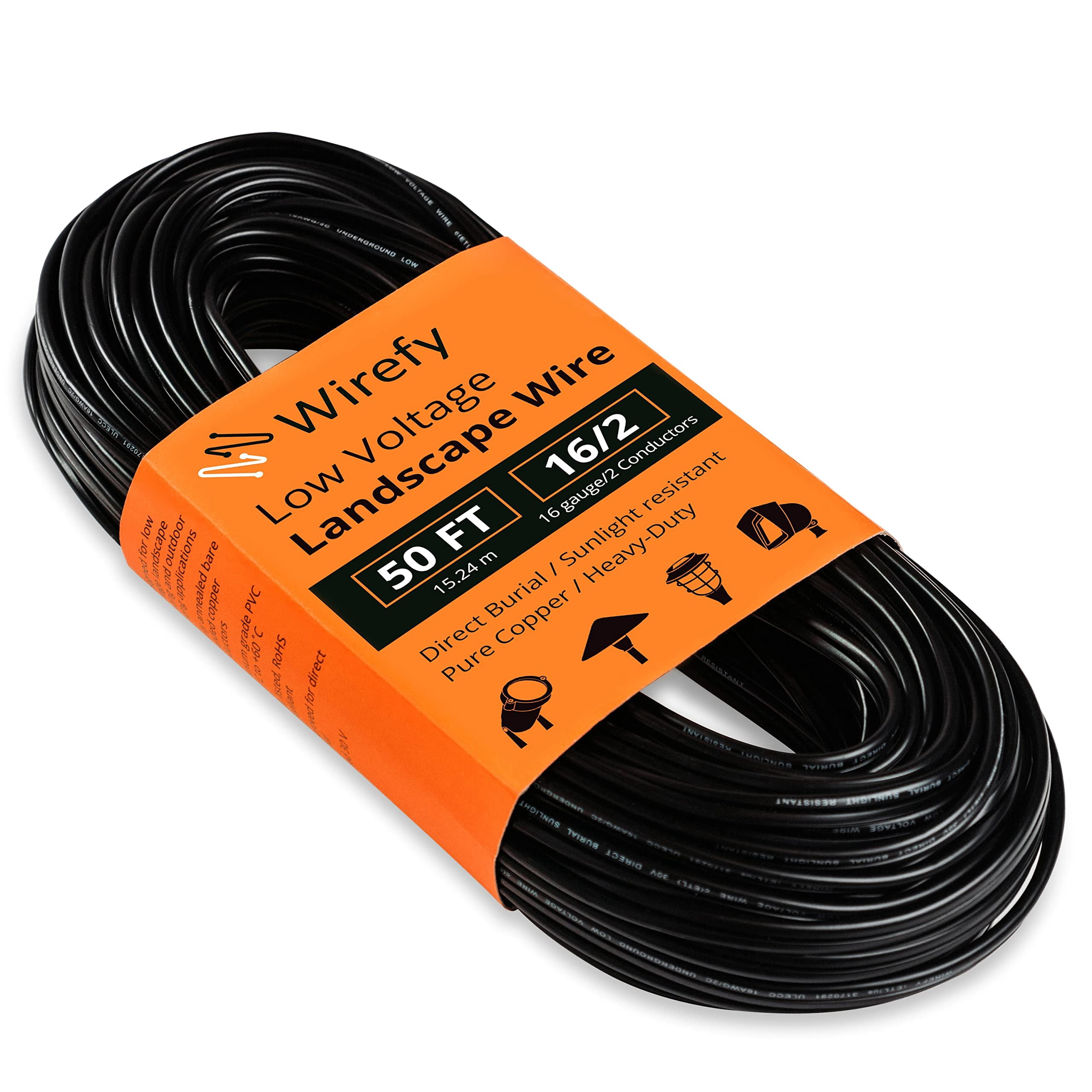 Wirefy 16/2 Gauge Black PVC Electrical Wire 50ft - Walmart Business ...
