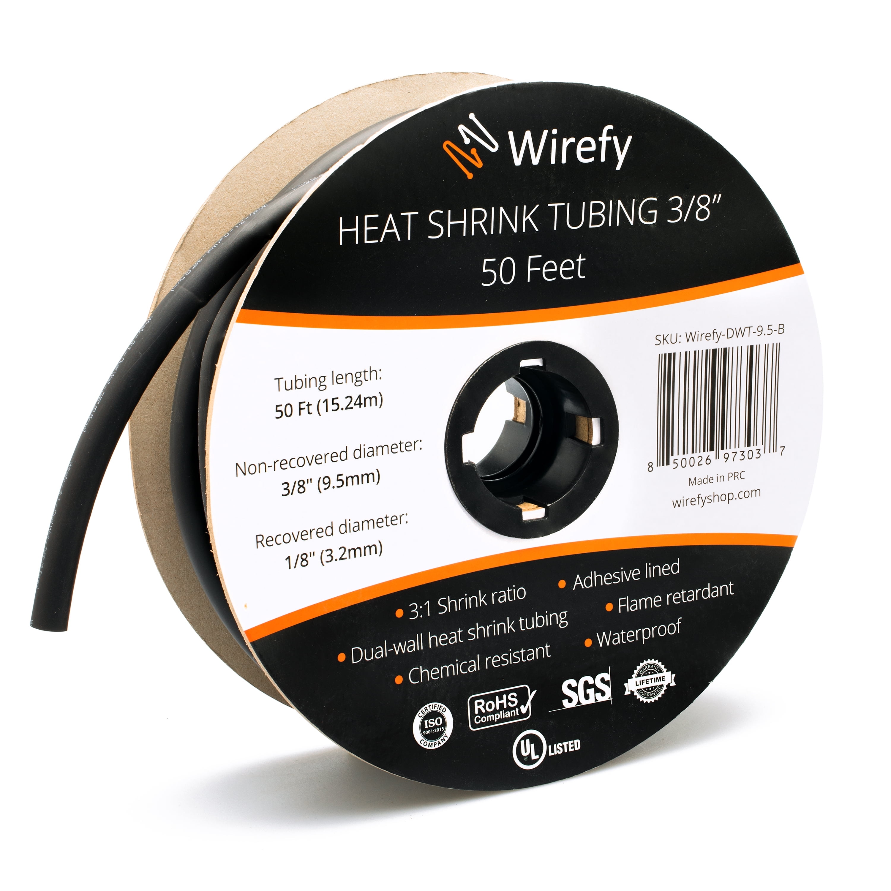 Wirefy 3/8" Heat Shrink Tubing - Adhesive Lined - Marine Grade - Shrink Wraps, 50 Feet Roll ...
