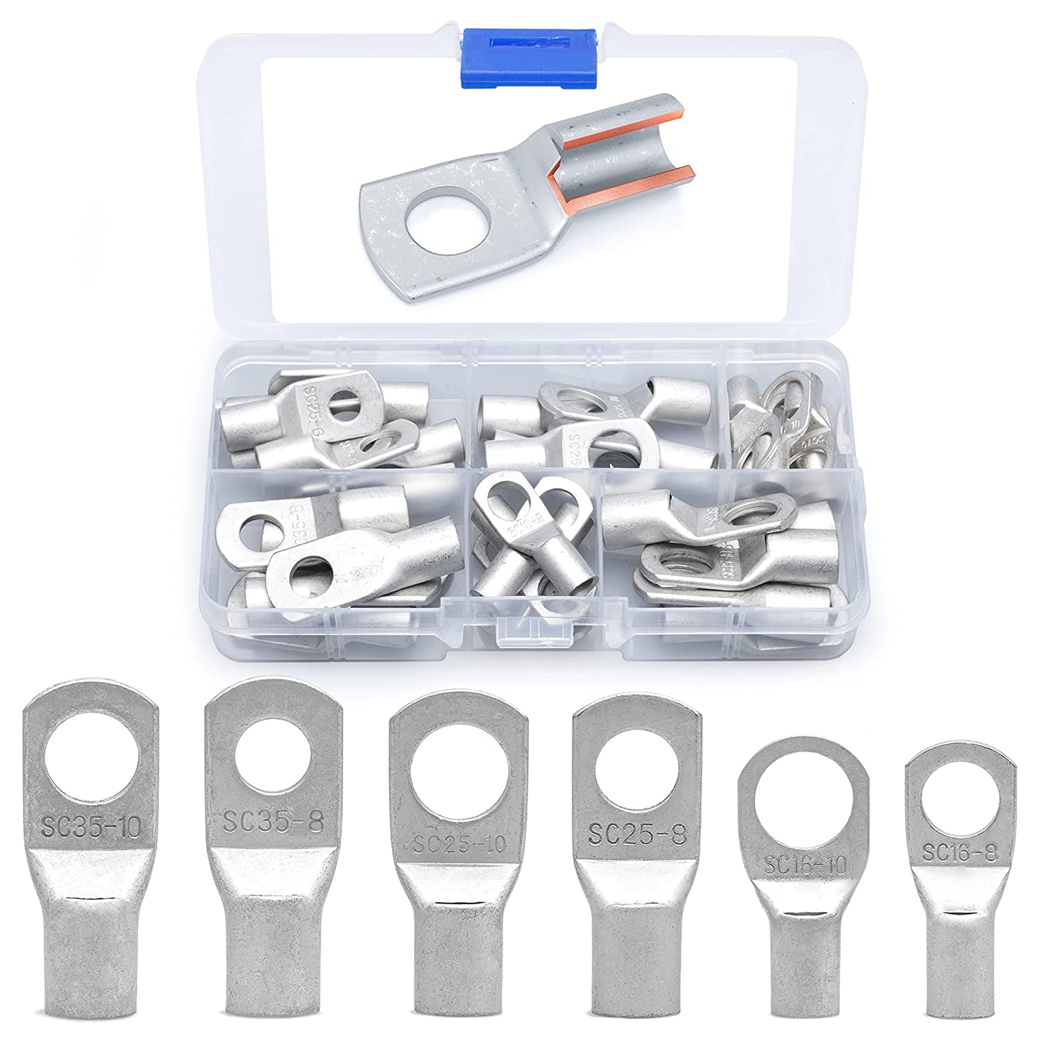 Wirefy 30pcs Tinned Copper Terminal Lugs Kit - Electrical Grounding ...