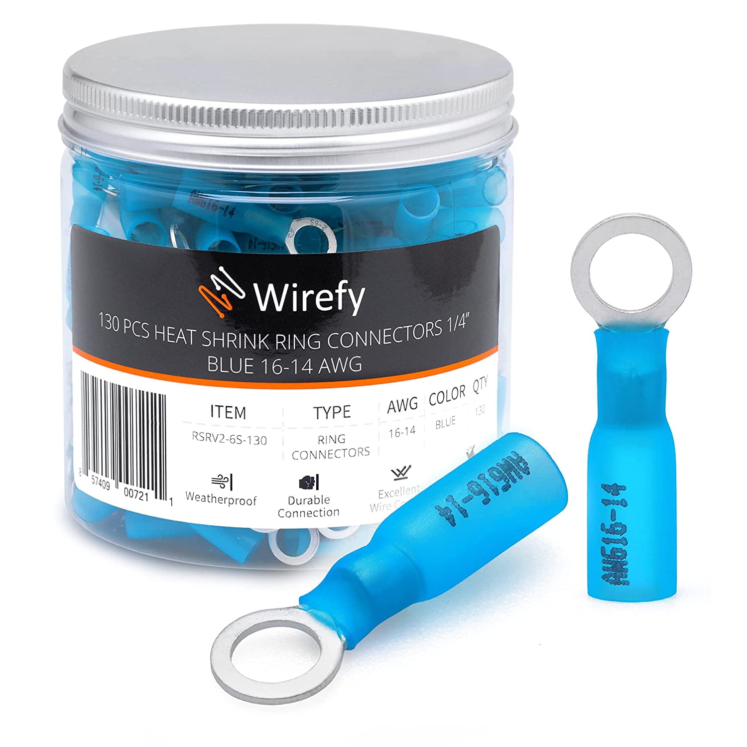 Wirefy Heat Shrink Ring Terminals 1/4" - Marine Grade Terminal ...