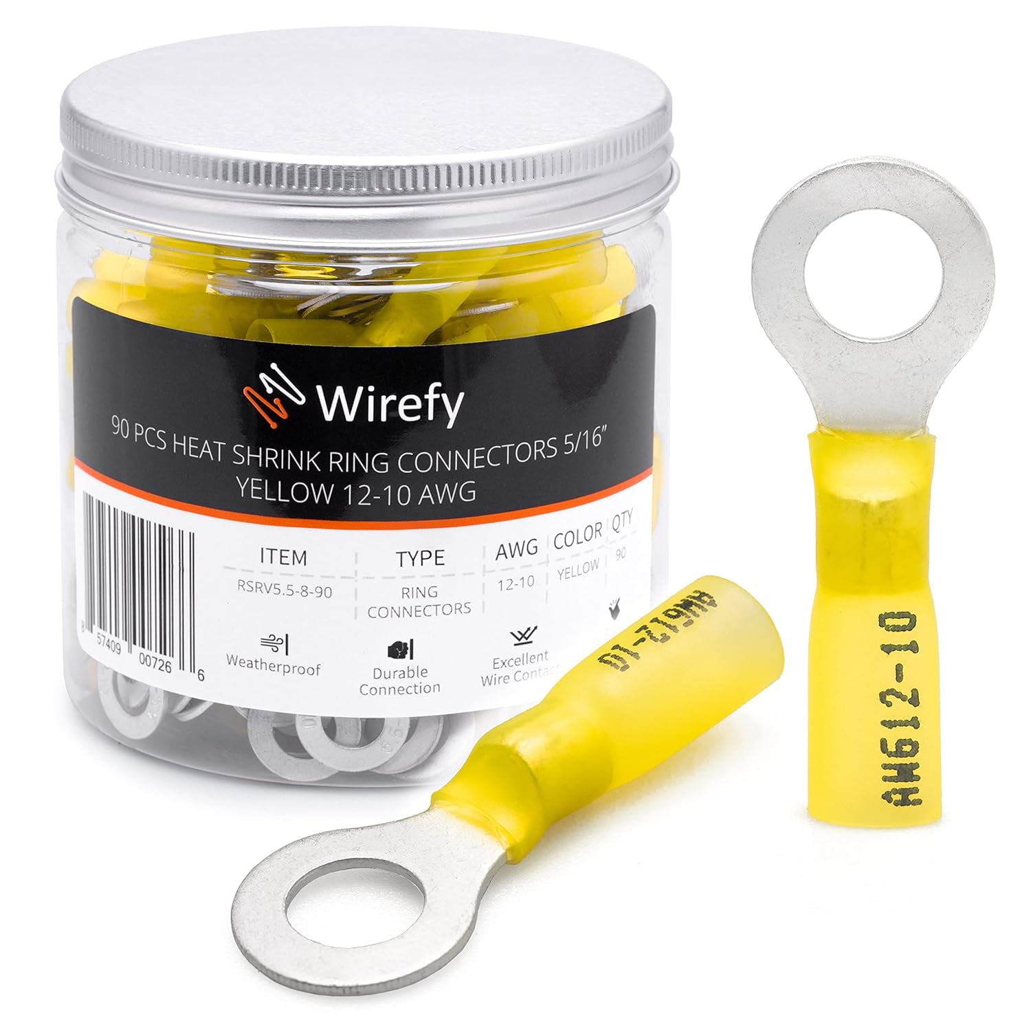 Wirefy Heat Shrink Ring Terminals 5/16" - Marine Grade Terminal ...
