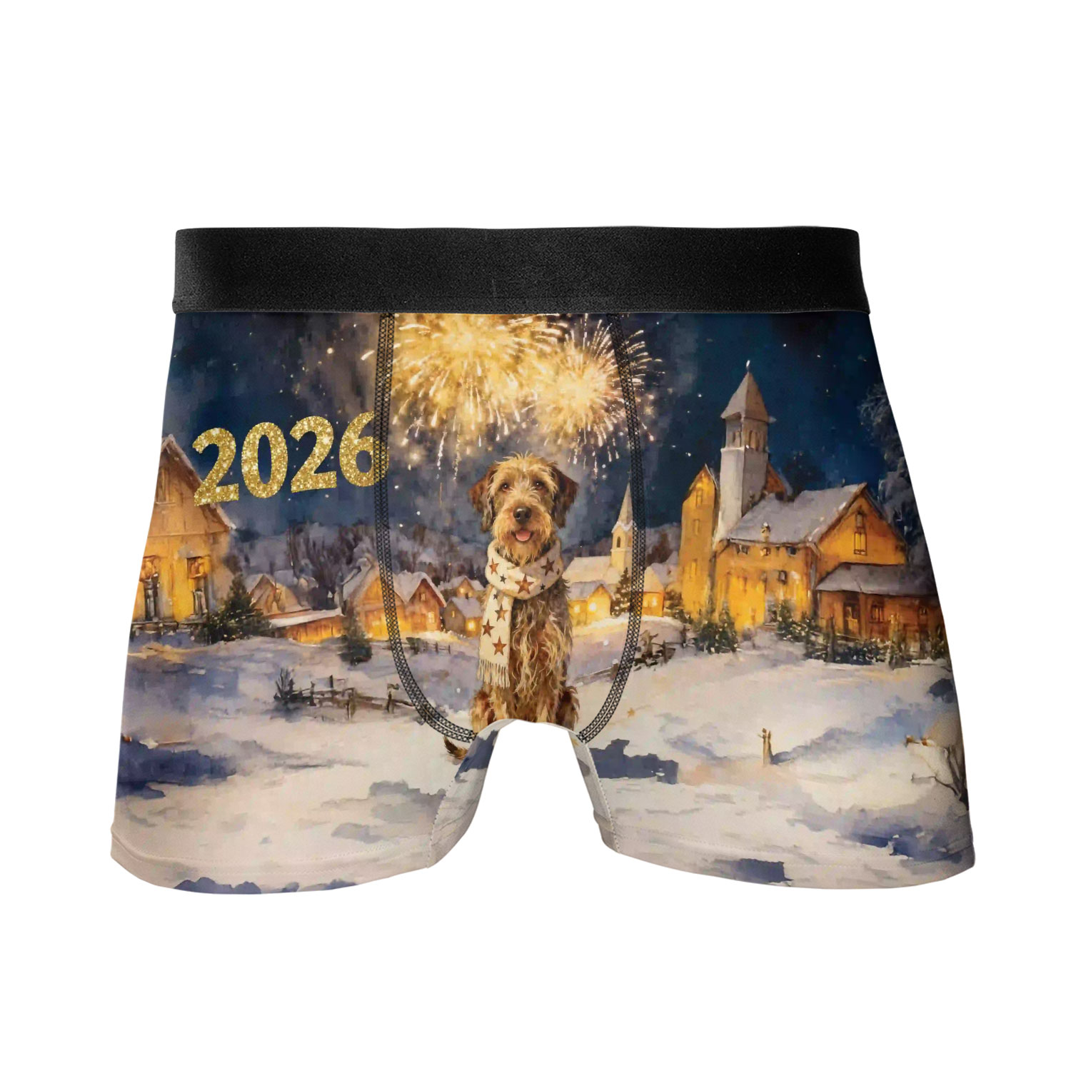 Wirehaired Pointing Griffon Happy New Year 2026 with Fireworks on New ...