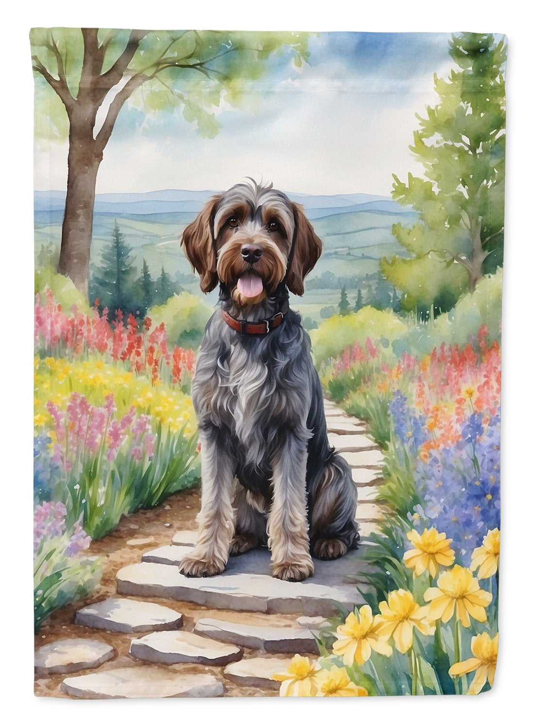 Wirehaired Pointing Griffon Spring Path House Flag 28 in x 40 in ...
