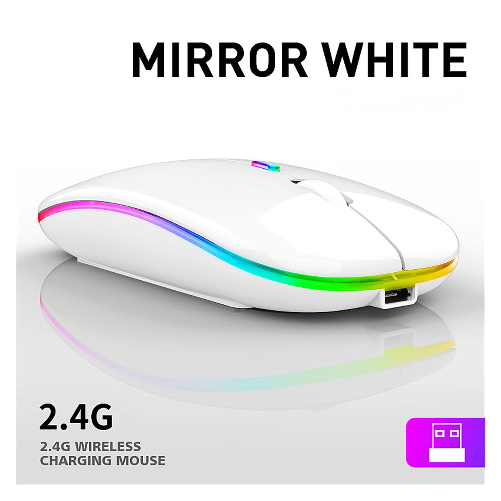Wireless 2.4G Bluetooth Thin Wireless Charging Mouse LED Light Game ...