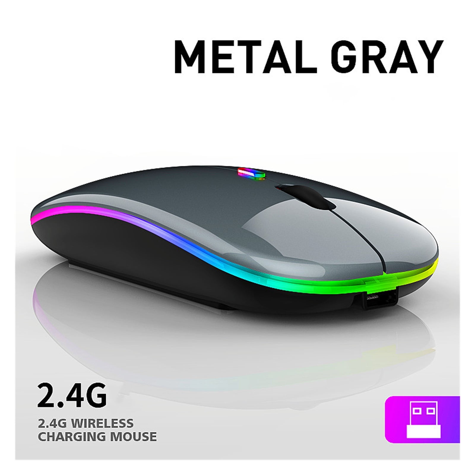 Wireless 2.4G Bluetooth Thin Wireless Charging Mouse LED Light Game ...