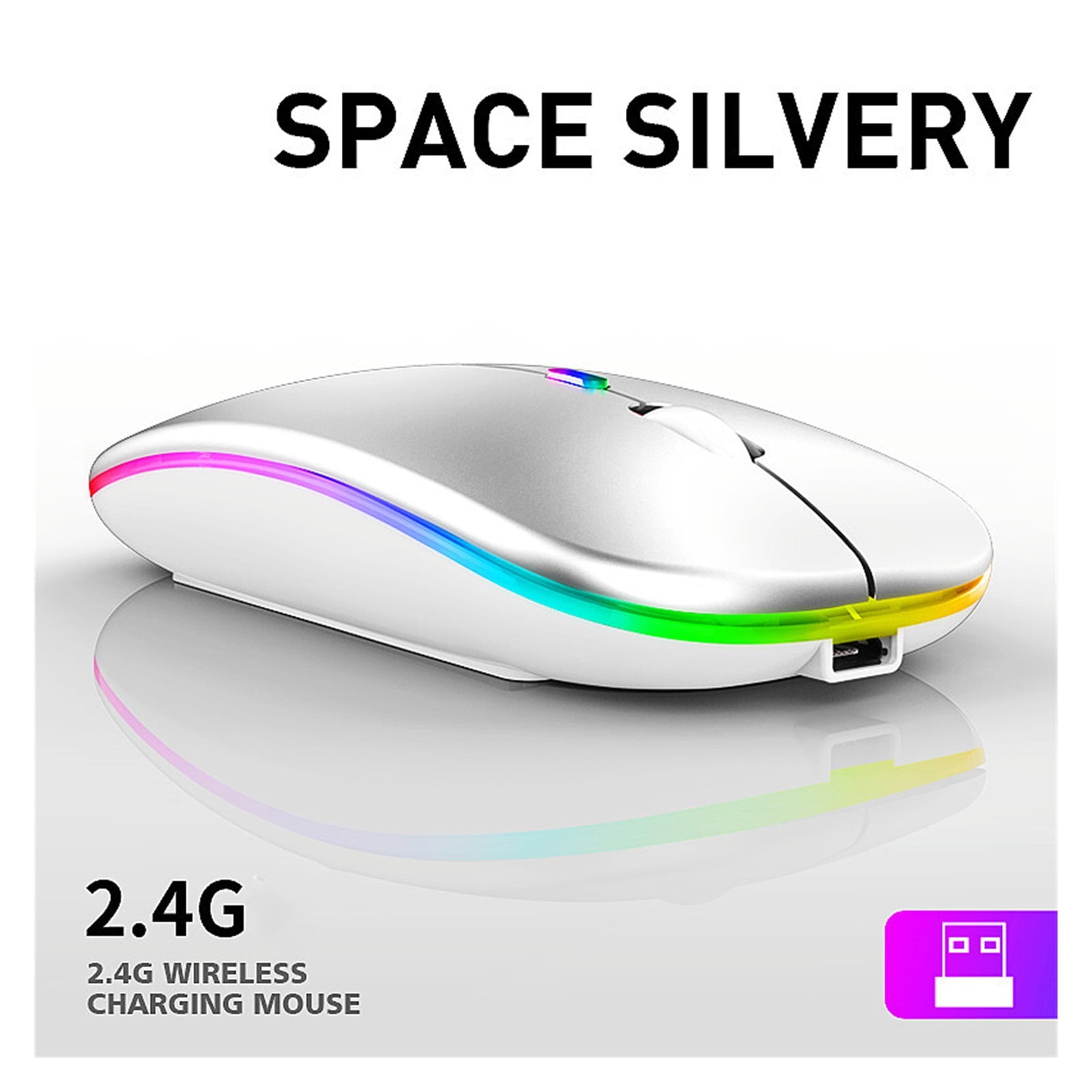 Wireless 2.4G Bluetooth Thin Wireless Charging Mouse LED Light Game ...