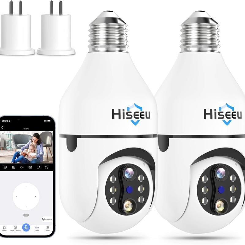Wireless 2.4GHz&5GHz WIFI Light Bulb Camera, Full Color Night Vision, 2 ...