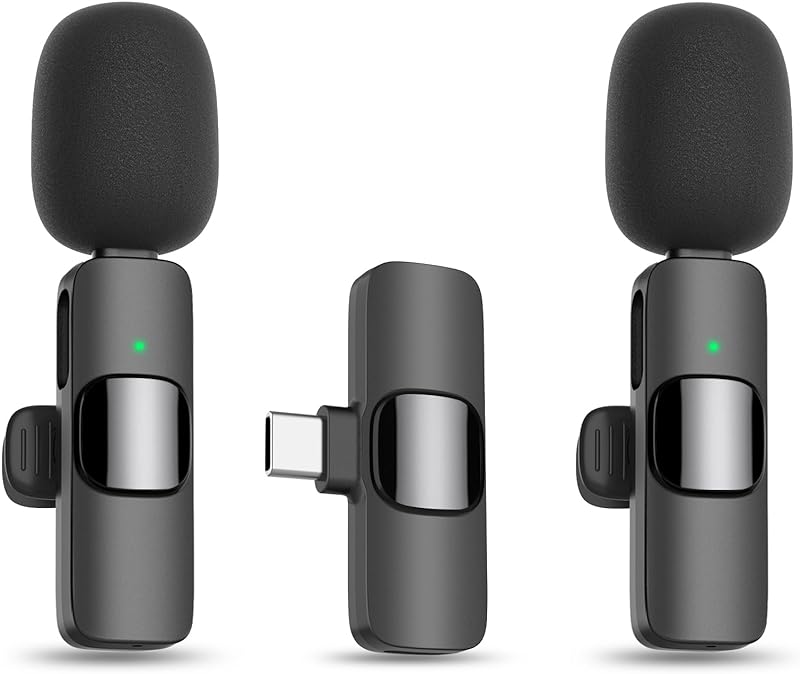 Wireless 2-in-1 Mini Lavalier Mic - Bluetooth Clip-On USB-C Mic for ...