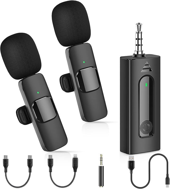 Wireless 2-in-1 Mini Lavalier Mic - Bluetooth Clip-On USB-C Mic for ...