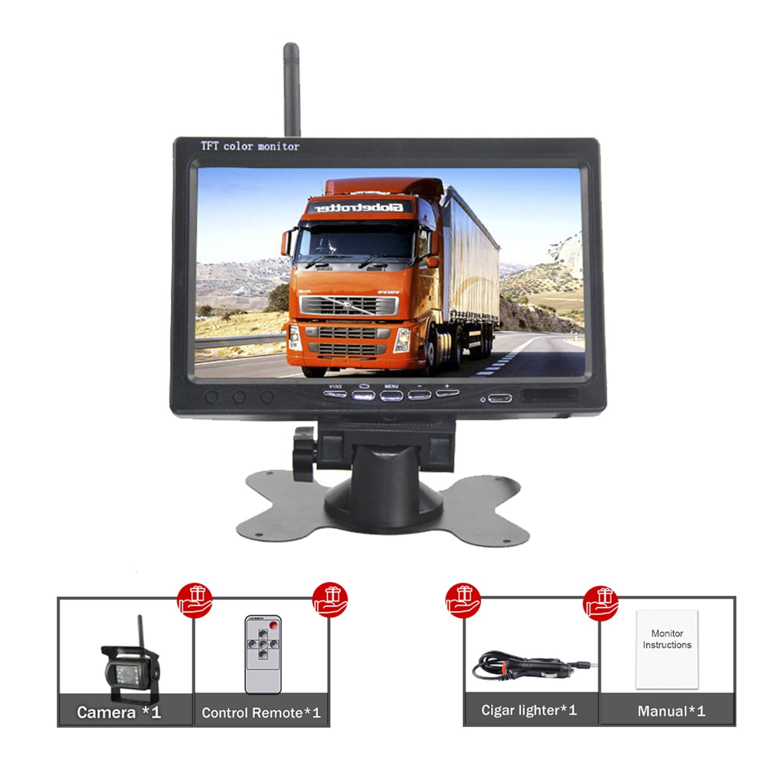 Wireless 7 Inch Car Monitor Screen Rear View Camera For Truck Bus RV ...