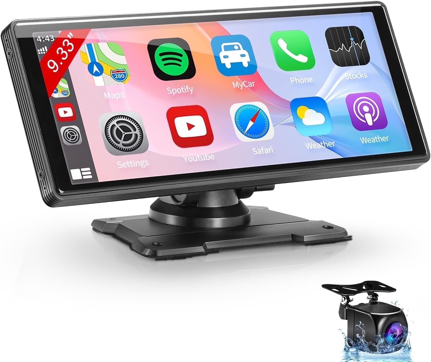 Wireless Apple CarPlay Dash Mount Portable Car Stereo, Android Auto, 9. ...