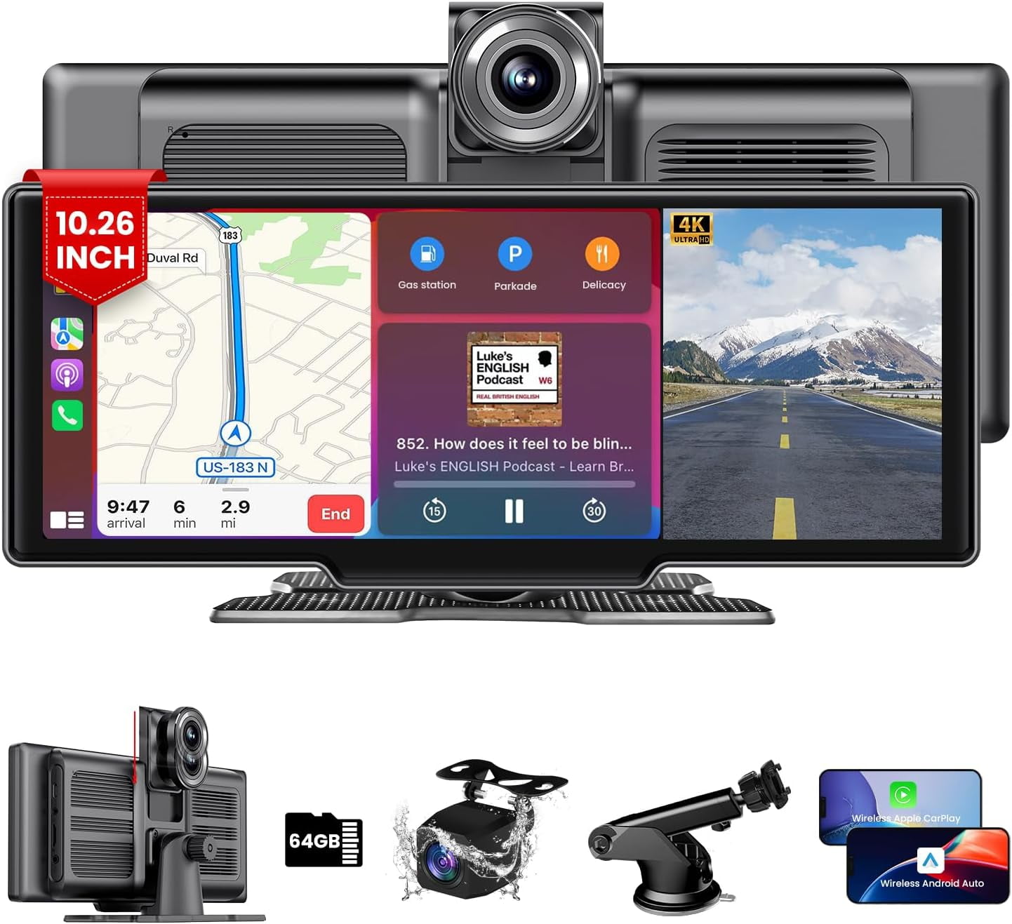 "Drivemate 10.26"" Touchscreen Car Stereo with Apple CarPlay, Android ...