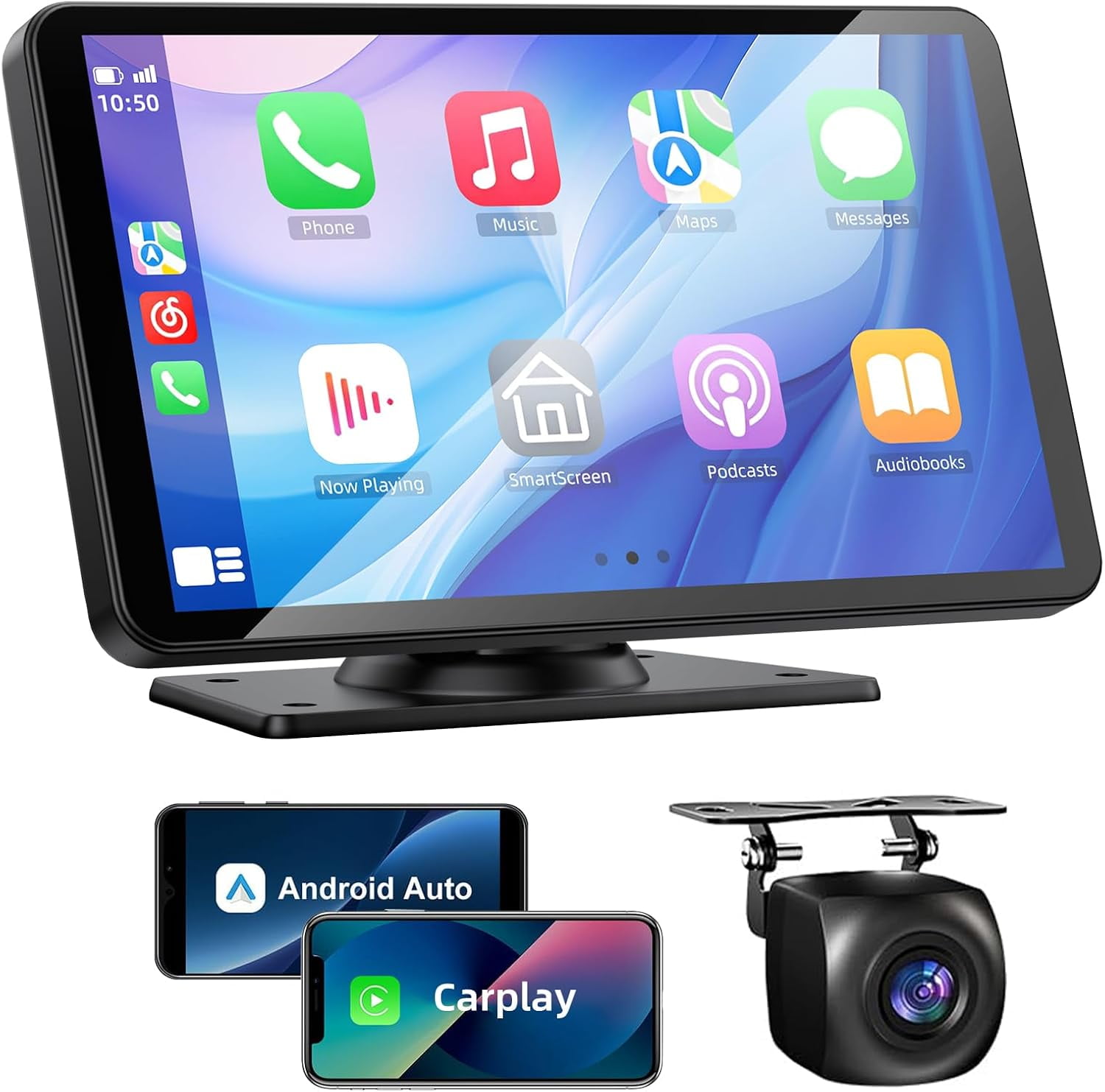 Wireless Apple Carplay and Android Auto Screen for Car, 7" HD Portable ...