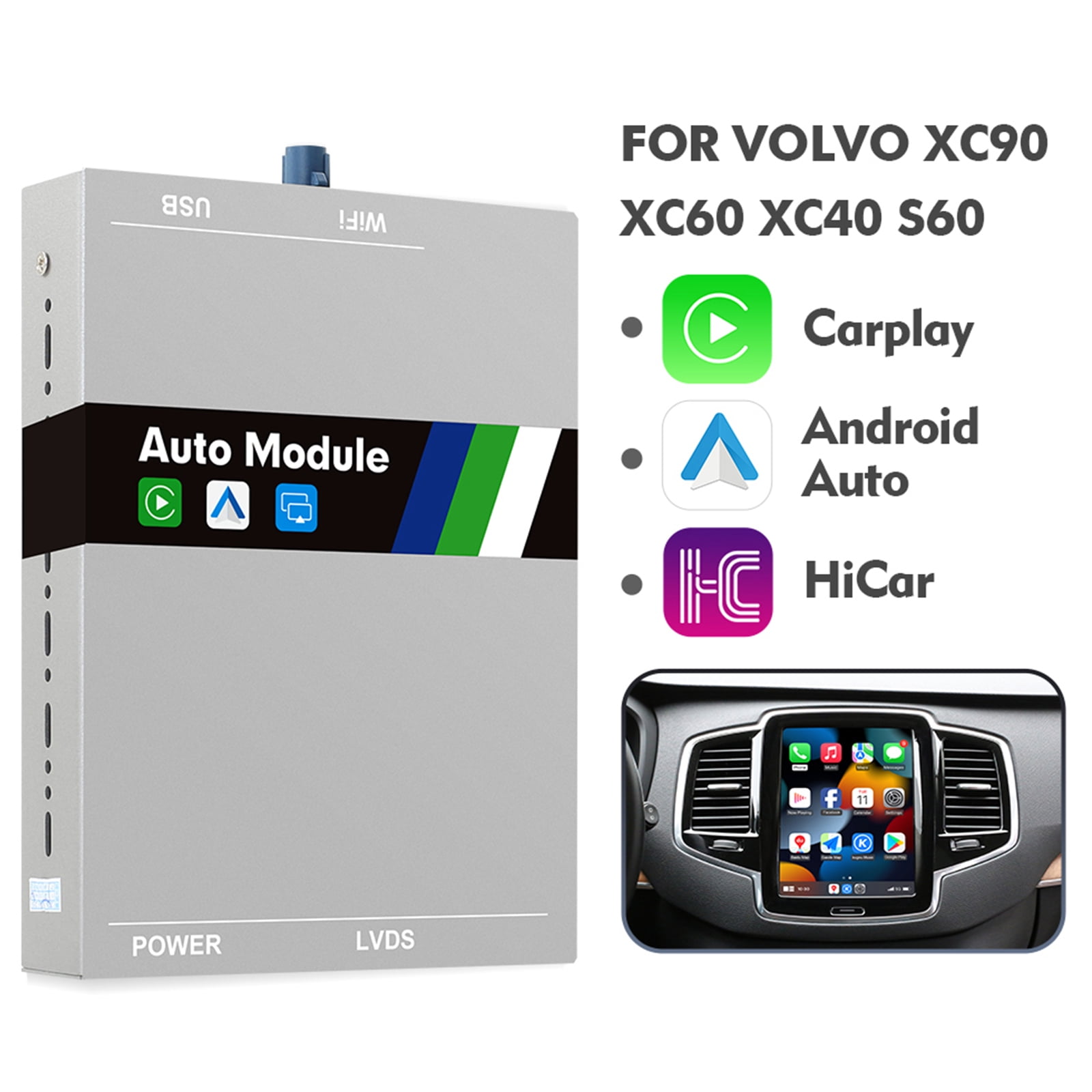Wireless Apple Carplay Android auto Module Box for upgrade Volvo XC90 ...