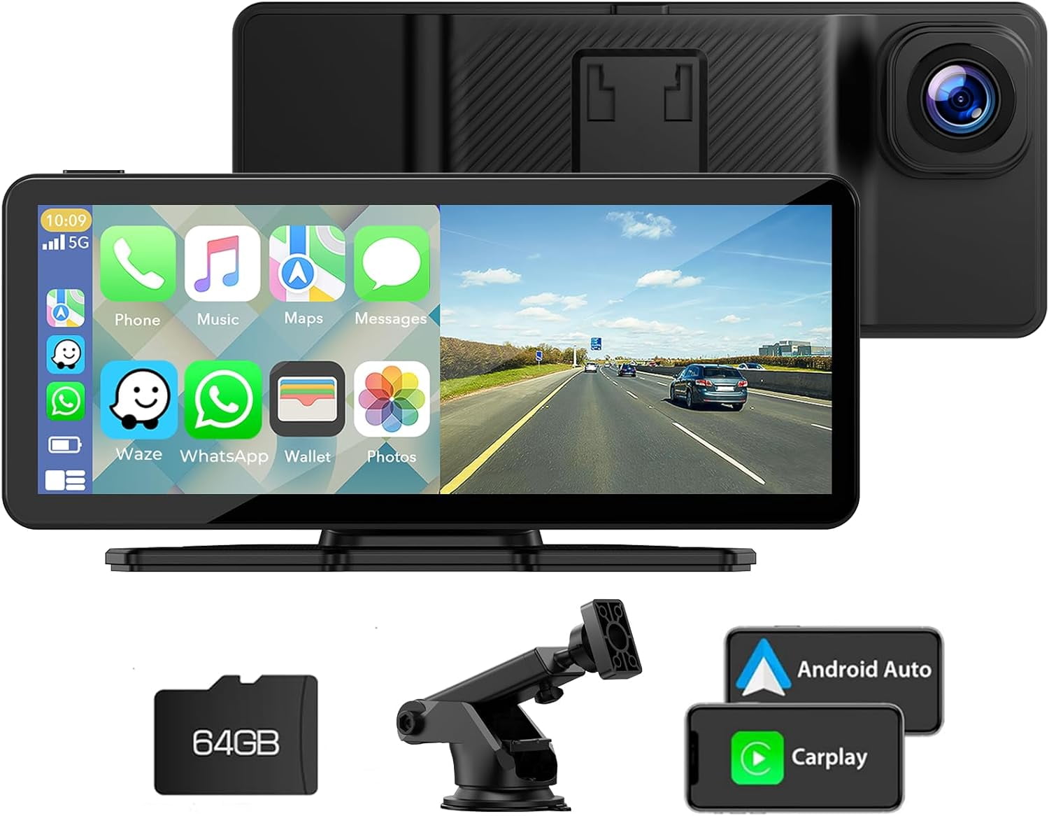 Wireless Apple Carplay and Android Auto 2.5K driving recorder front ...