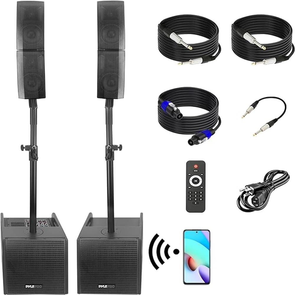 Wireless BT Streaming Loudspeaker System - 1600W, 3-Way Full Range, USB/SD, EQ, 2x12" Subwoofer ...