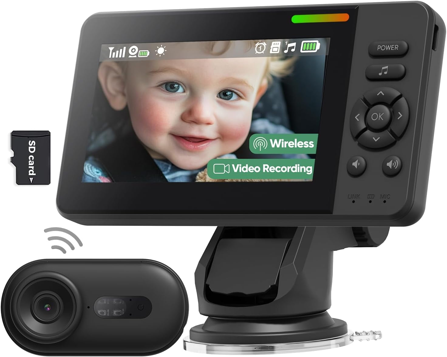 Wireless Baby Car Camera with 1080P Advanced Night Vision and 32H ...