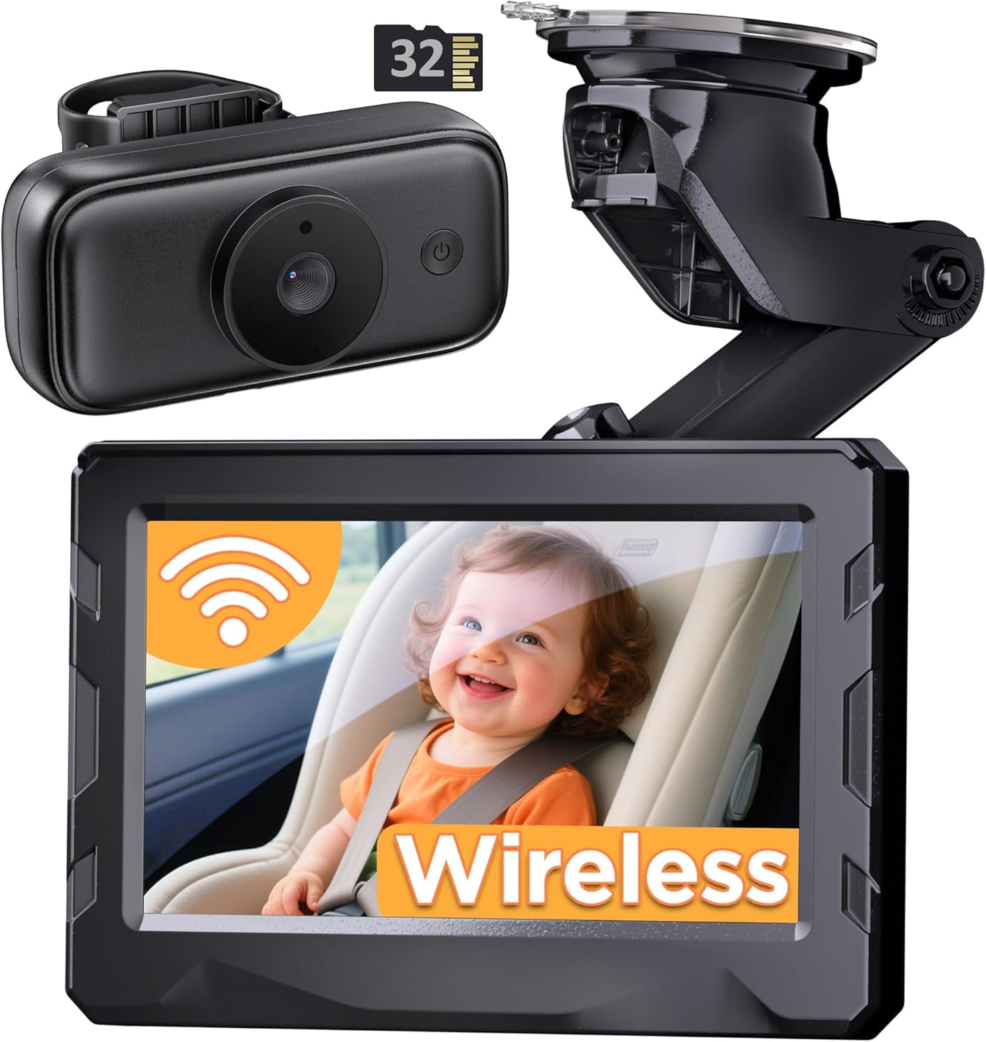 Wireless Baby Car Camera - 40Hrs Battery Life& 940mn Night Vision, 4.3 ...