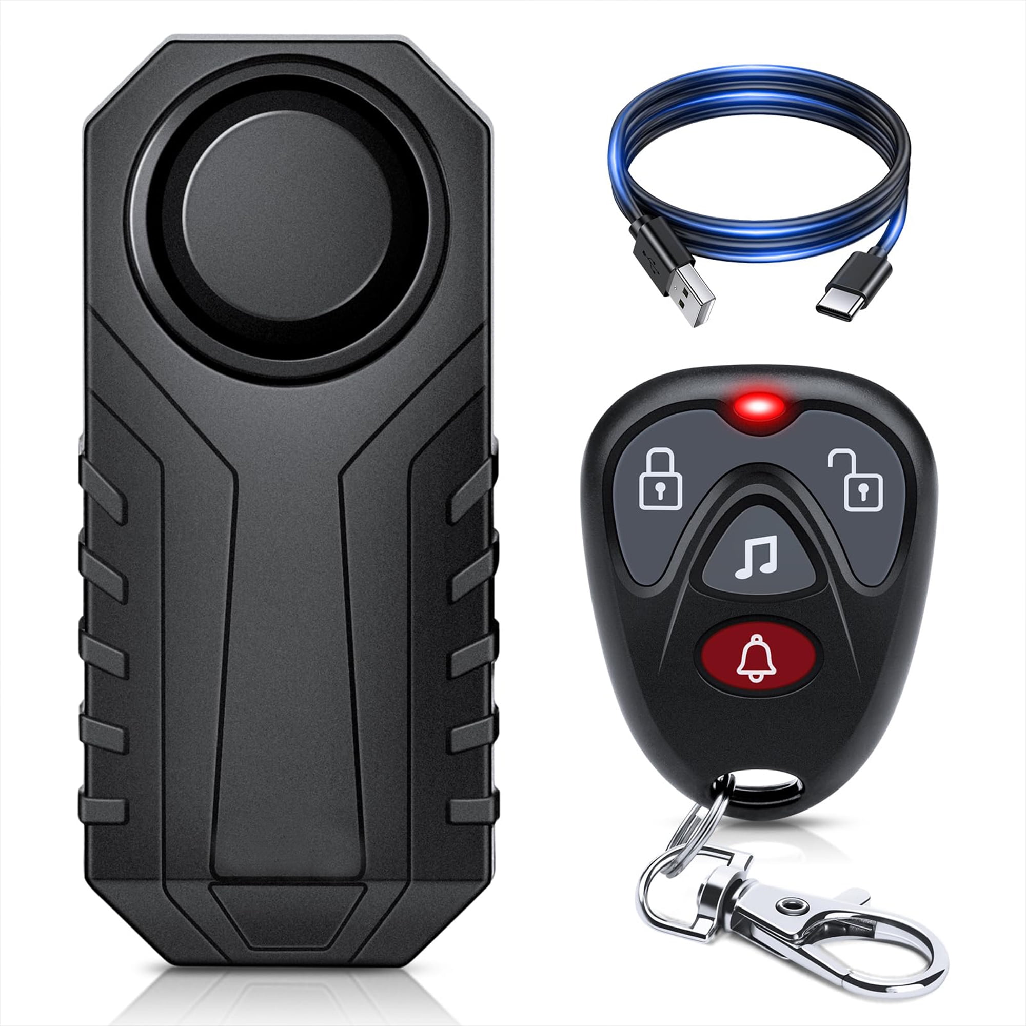 Wireless Bike Alarm with Remote, Rechargeable 113dB Loud Bicycle Alarm ...