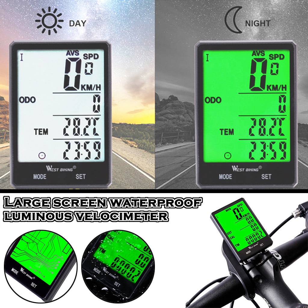 Wireless Bike Computer, Large LCD Display, GPS Speedometer, Heart Rate ...