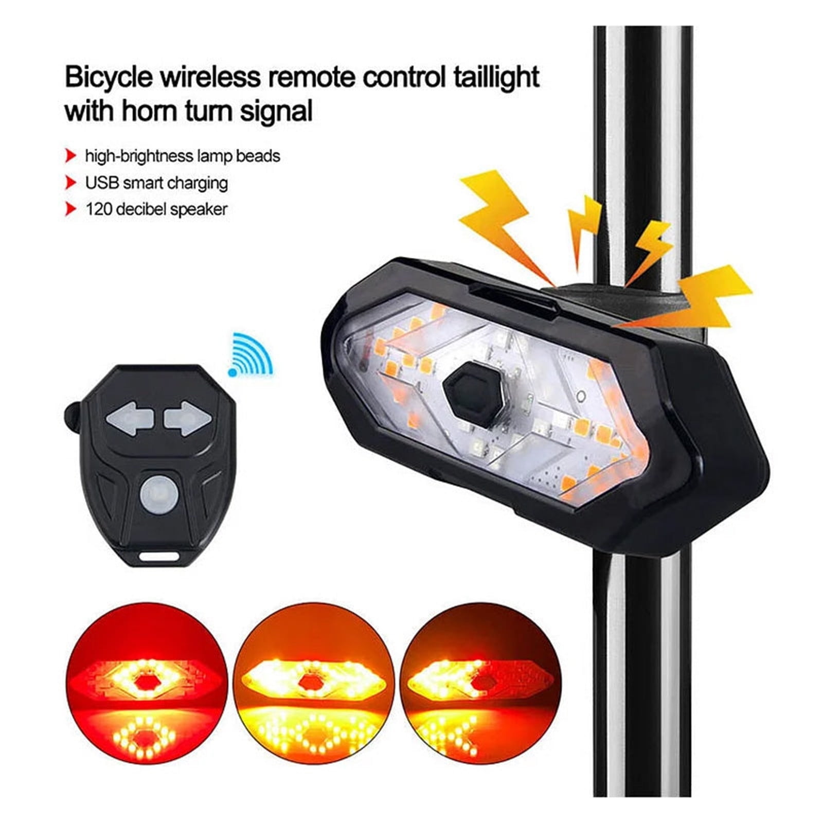 Wireless Bike Tail Light with Turn Signals - USB Rechargeable Bicycle ...