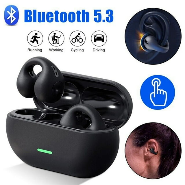 Wireless Bluetooth 5.3 Earbuds Ear Clip Bone Conduction Headphones ...
