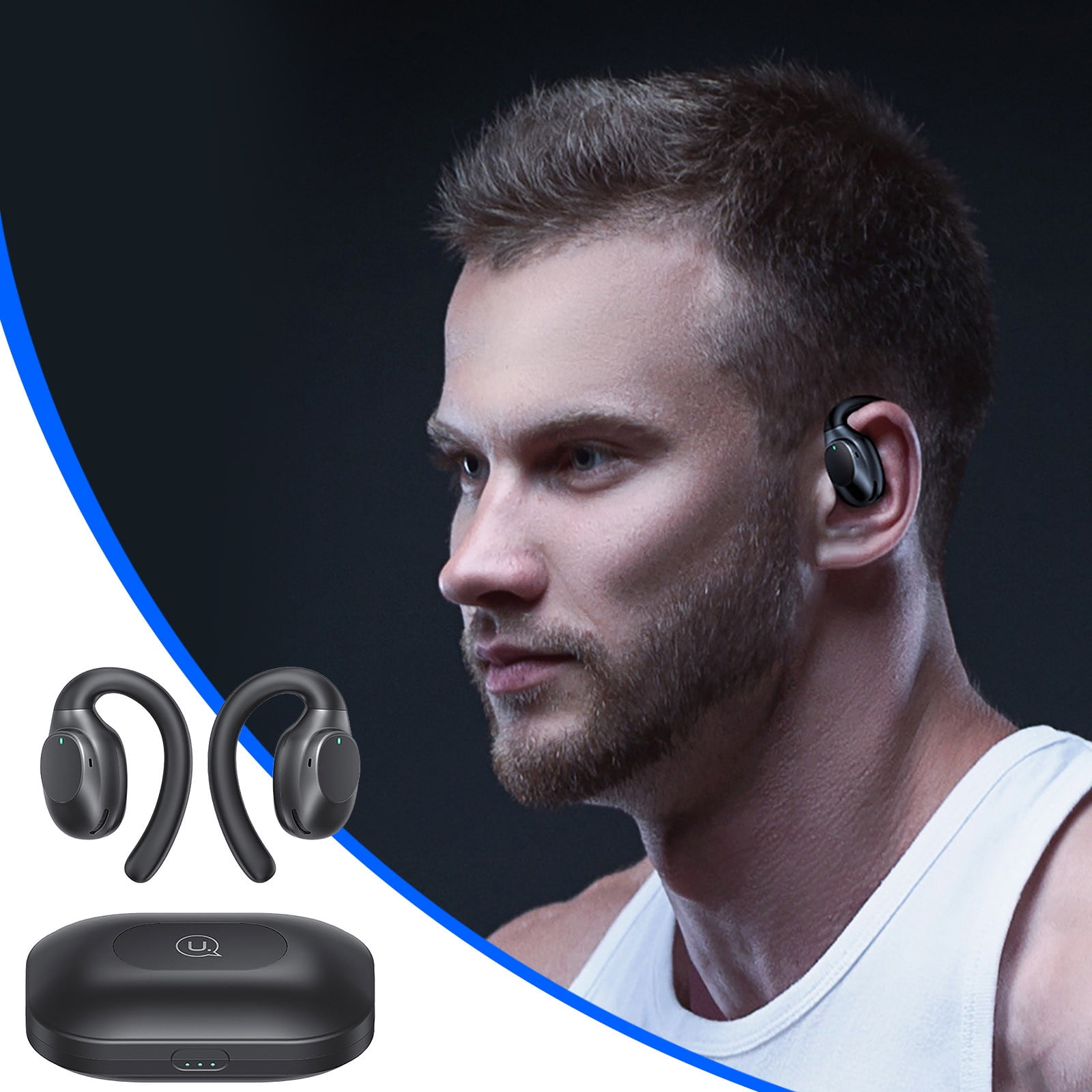 Wireless Bluetooth 5.3 Two Ear Strap Stereo Sports Earphones,Black ...