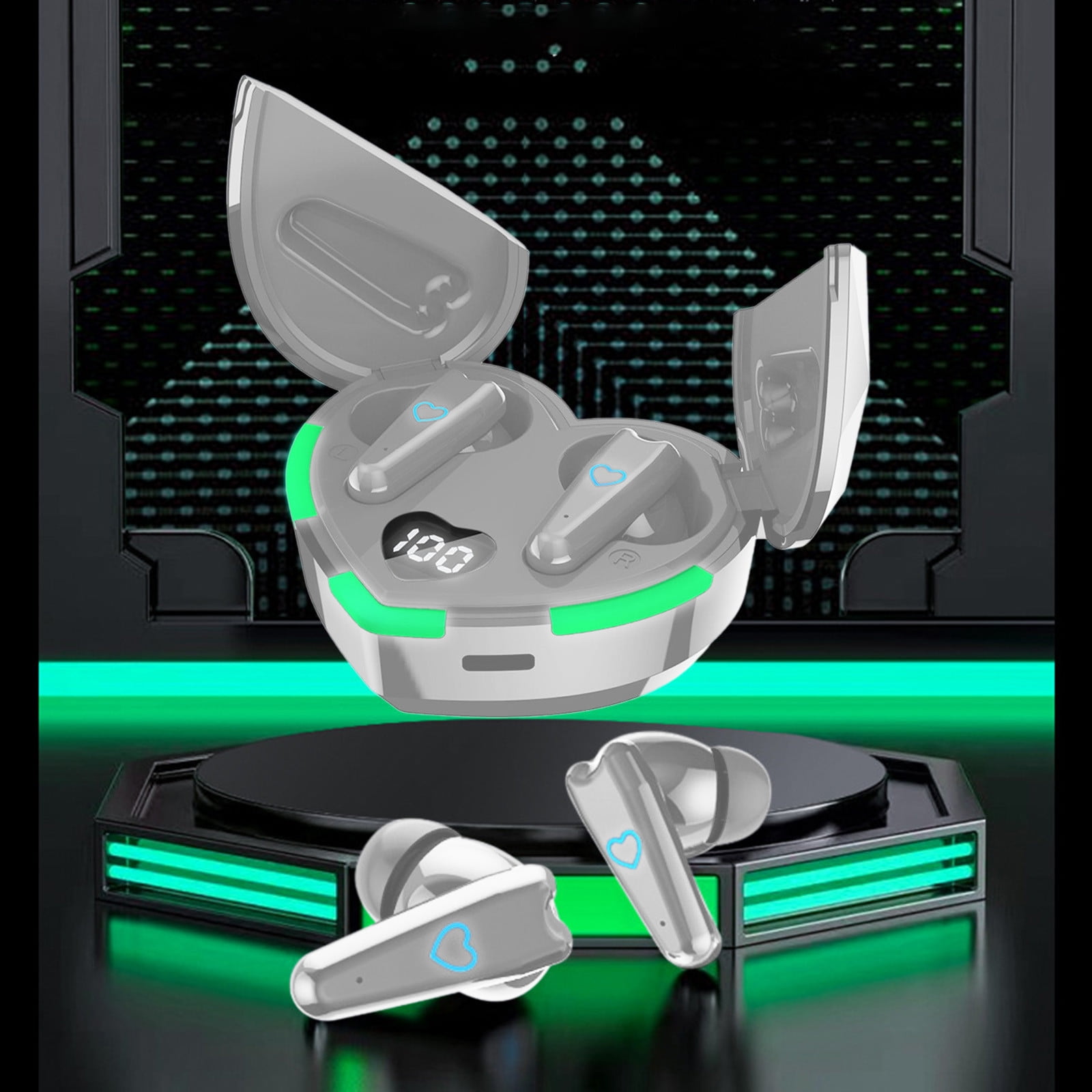 Wireless Bluetooth Earbuds for Couples Heart Shape Charging Case In-Ear ...