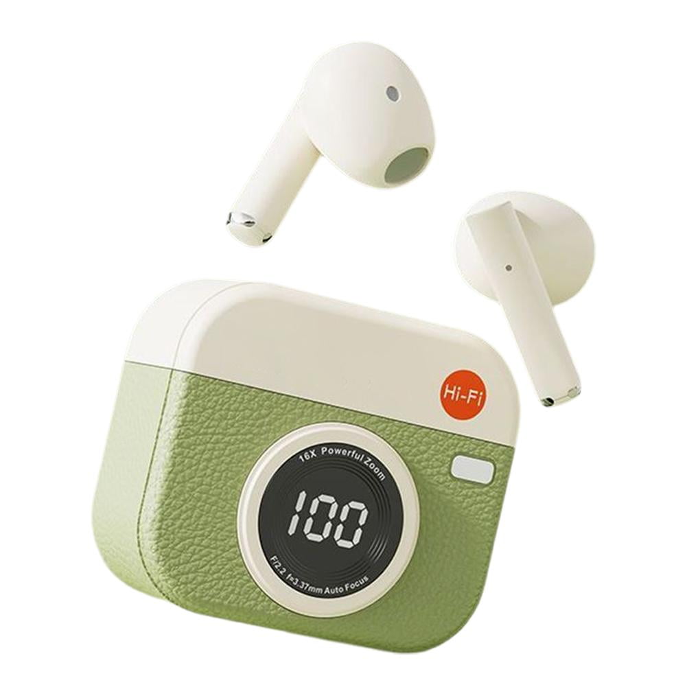 Wireless Bluetooth Earbuds with LED Display - Retro Camera Design ...