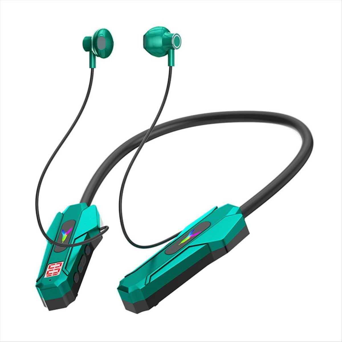 Wireless Bluetooth Earphones Neckband LED Display Gaming Headset ...