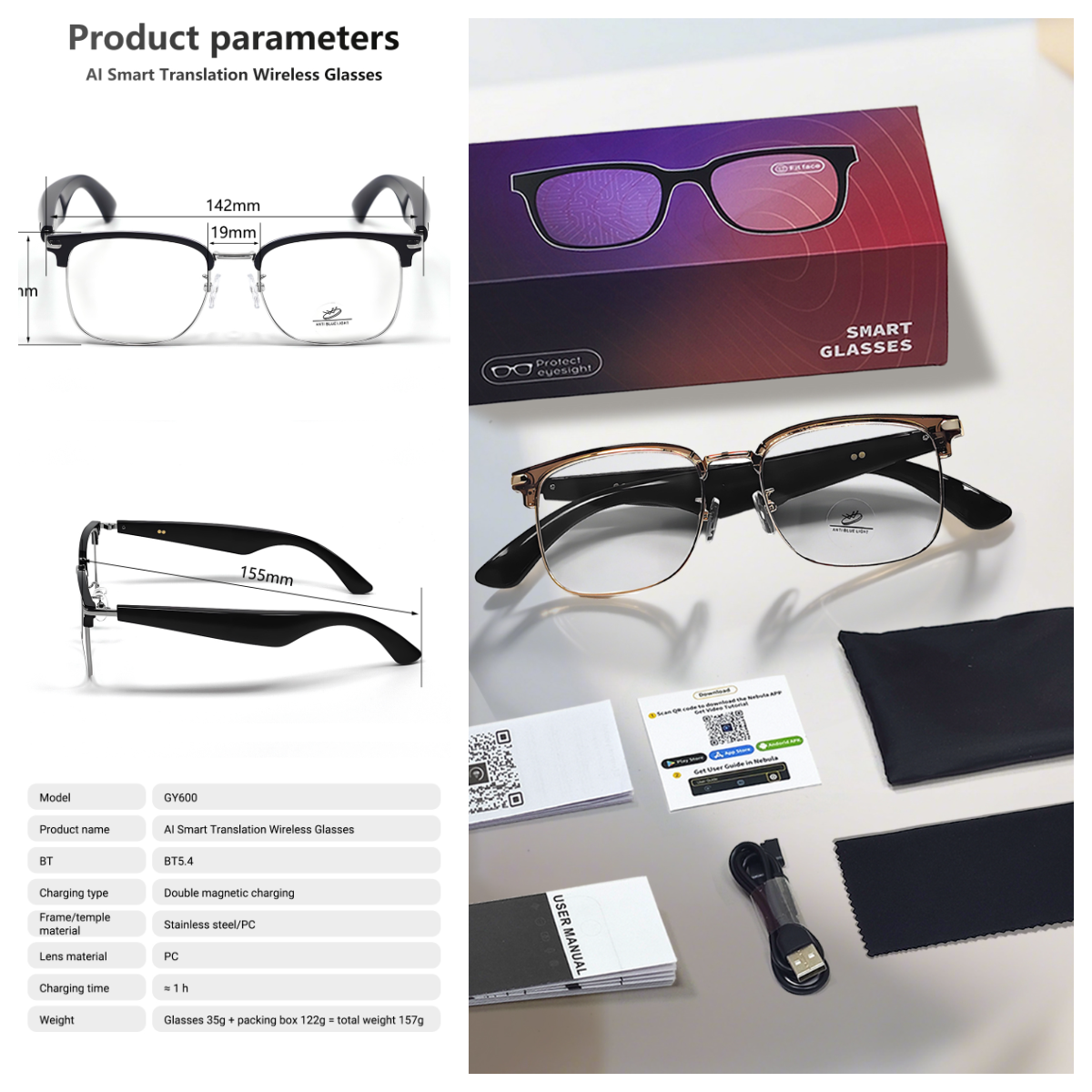 Wireless Bluetooth Glasses for Men and Women, Smart Glasses with Open ...