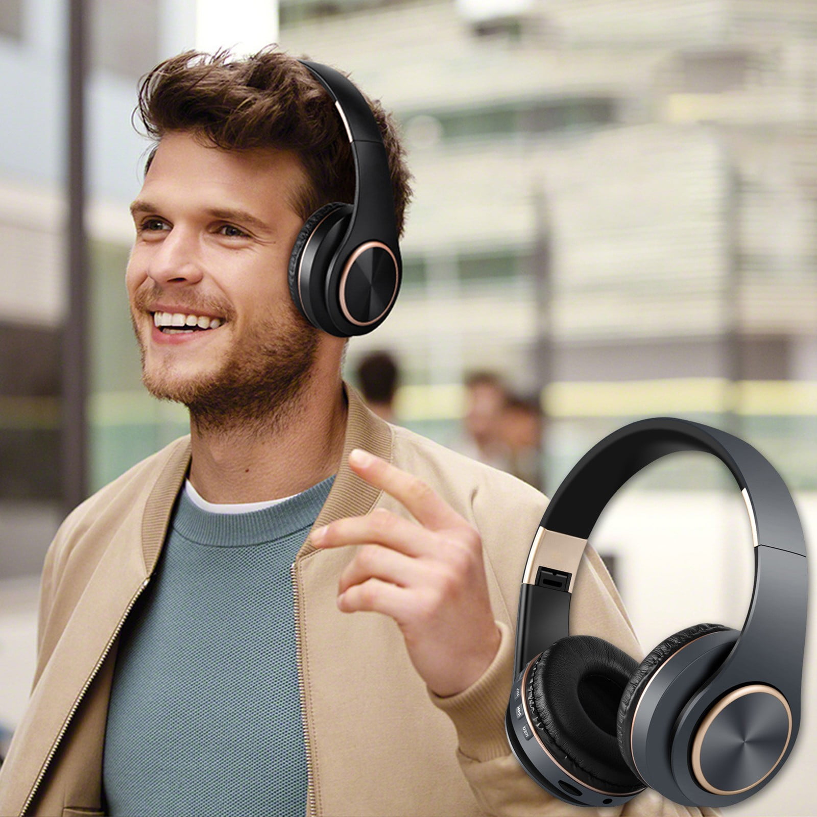Wireless Bluetooth Headphones | Bluetooth 5.1 Headset - Foldable Over ...