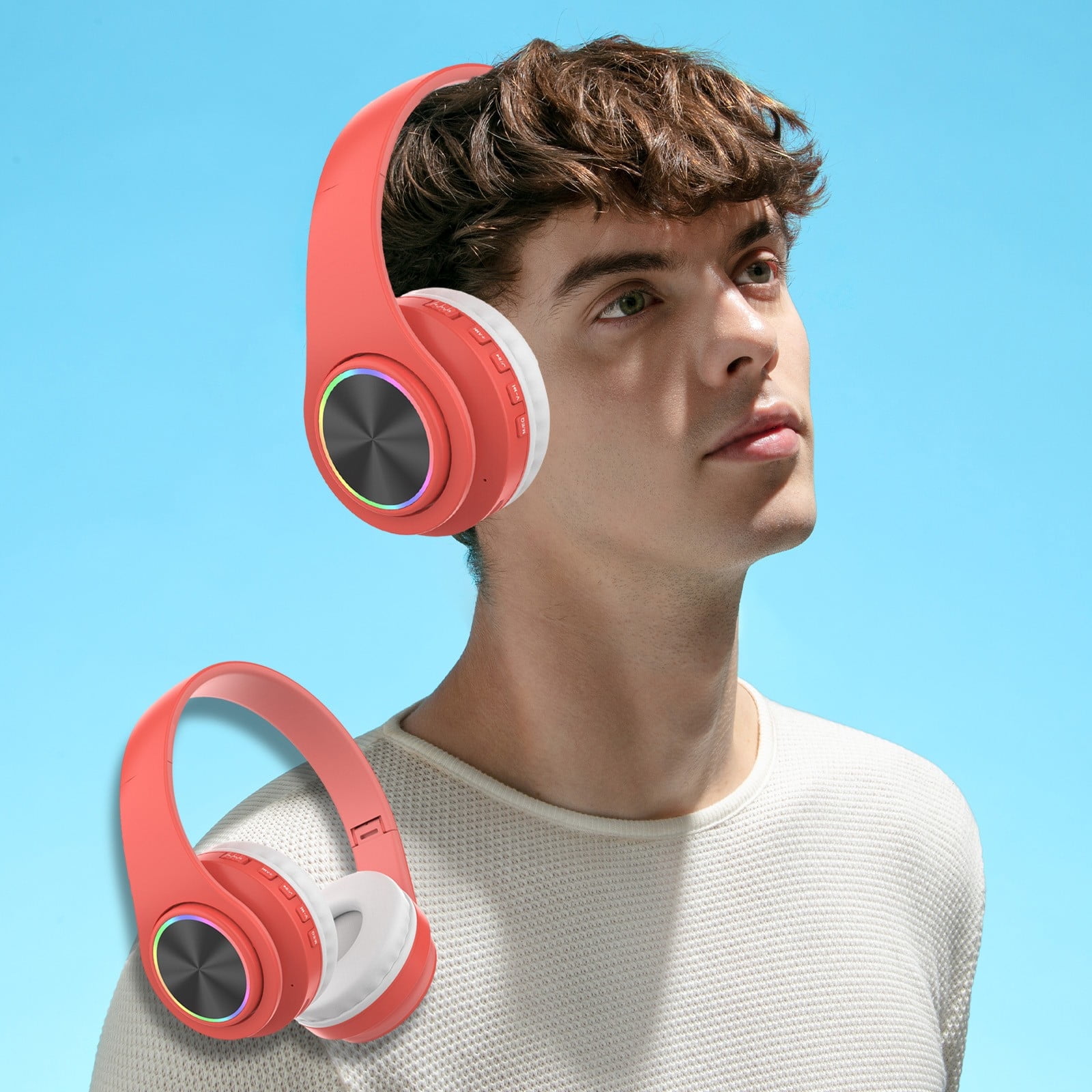 Wireless Bluetooth Headphones Over Ear With RGB Light And Mic 5 Hours ...