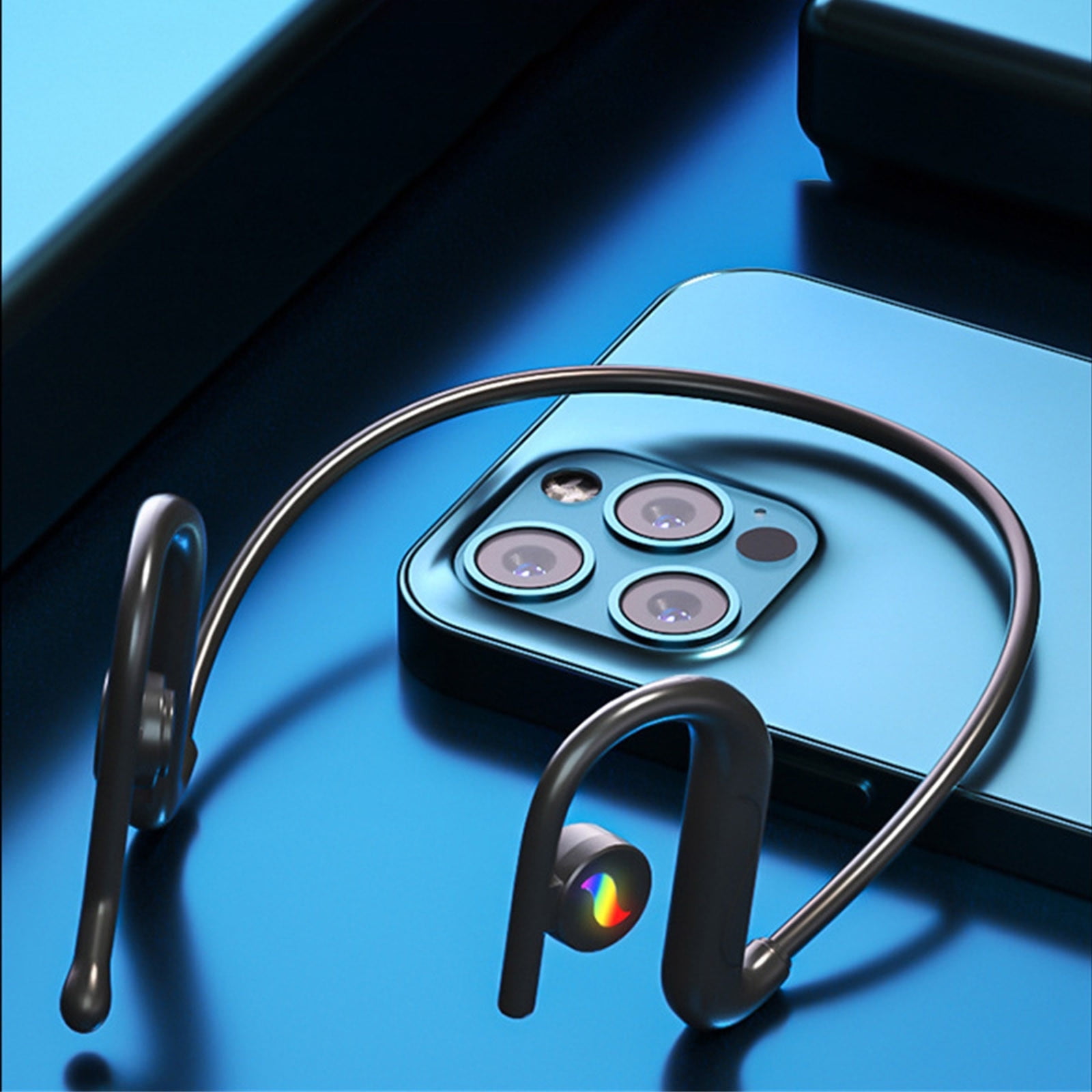 Wireless Bluetooth Headset Bones Conduction Headphones LED Color ...