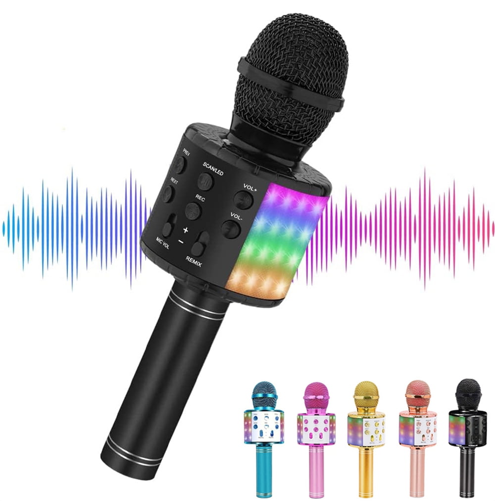 Wireless Bluetooth Karaoke Microphone, 5-in-1 Portable Handheld Karaoke ...