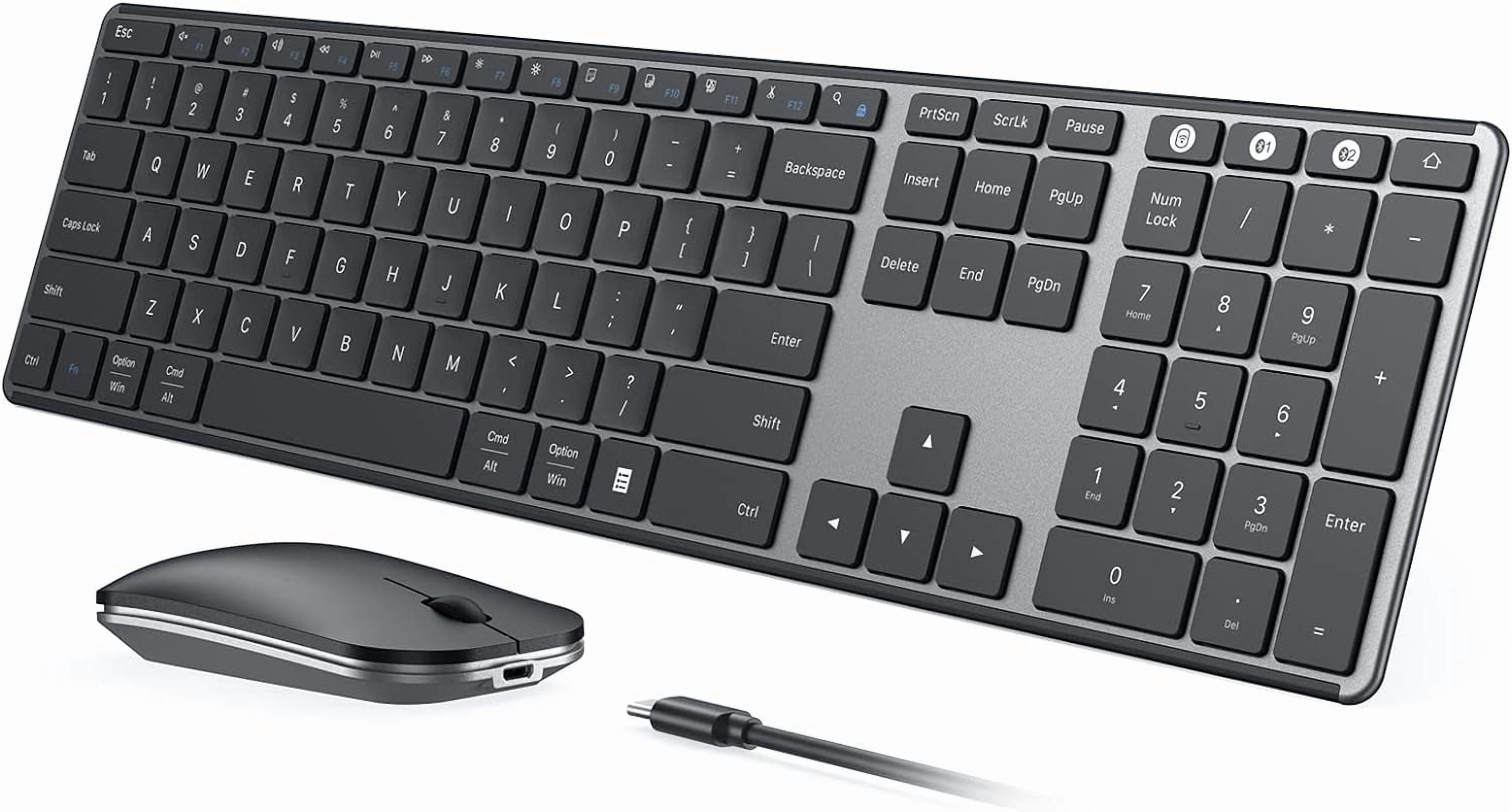 Wireless Bluetooth Keyboard and Mouse Combo (USB + Dual BT), SKM64-3 ...