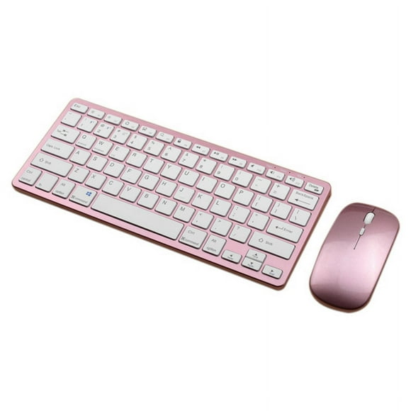 Pink Wireless Keyboard Mouse Set