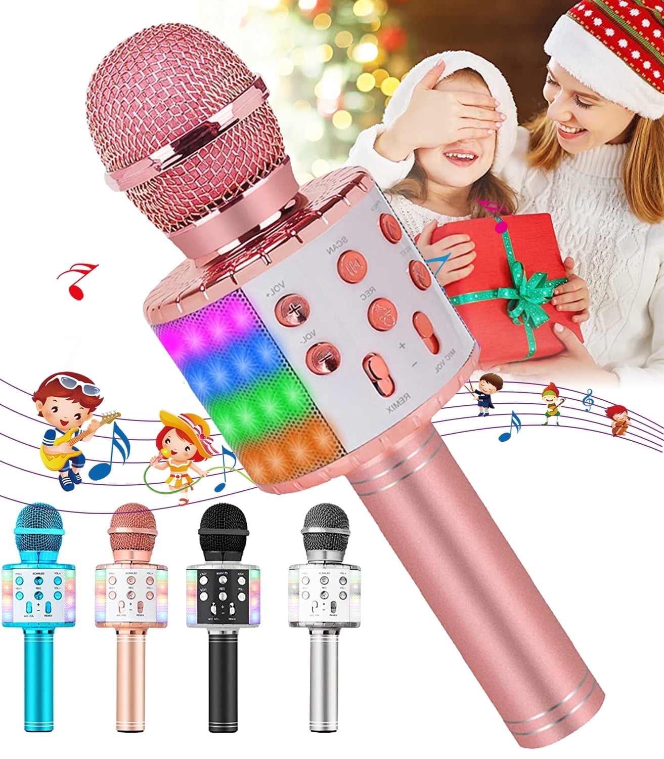 Wireless Bluetooth Microphone 4 1 Handheld Karaoke Microphone LED ...