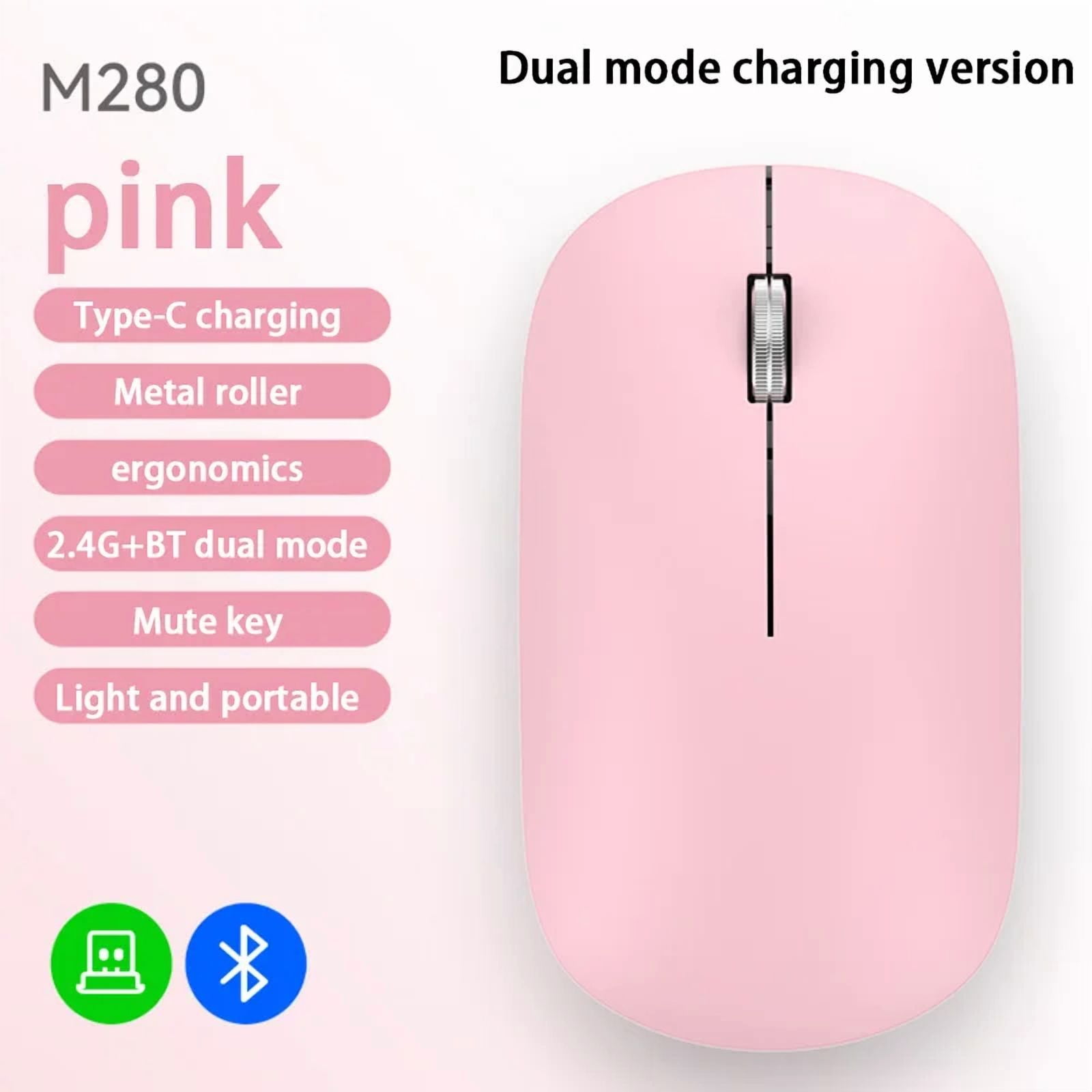 Wireless Bluetooth Mouse Dual Mode DPI Adjustable 2.4G Type-C ...