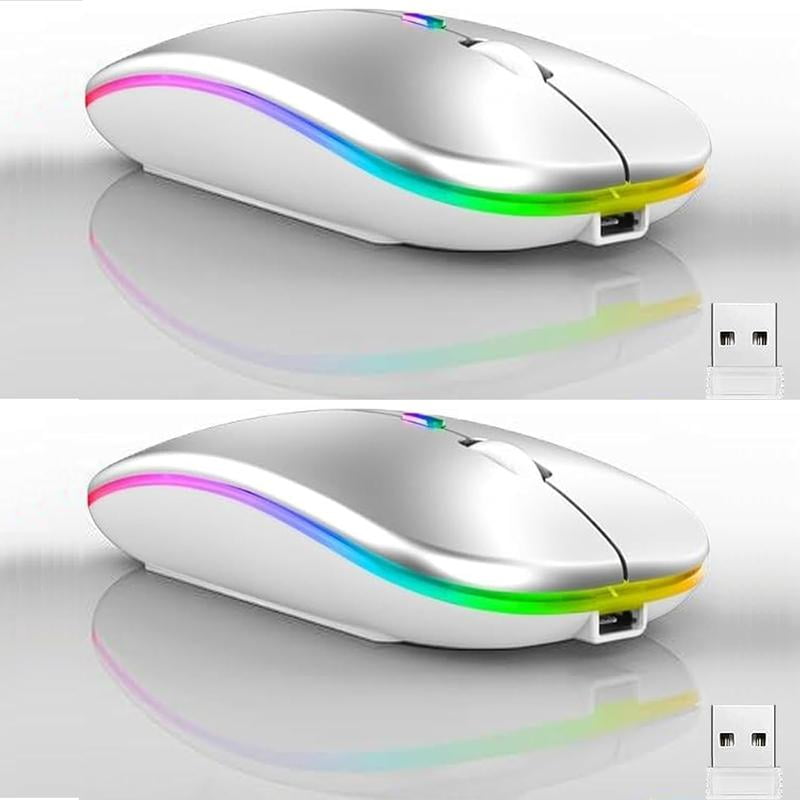 Wireless Bluetooth Mouse,LED Dual Mode Rechargeable Silent Slim Laptop ...