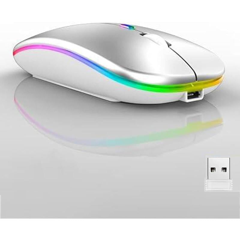Wireless Bluetooth Mouse,LED Dual Mode Rechargeable Silent Slim Laptop ...