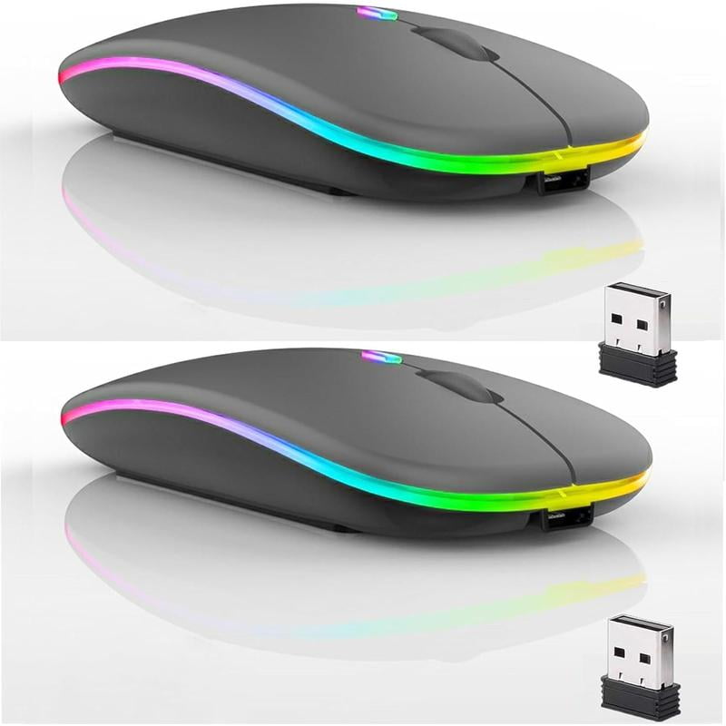 Wireless Bluetooth Mouse,LED Dual Mode Rechargeable Silent Slim Laptop ...