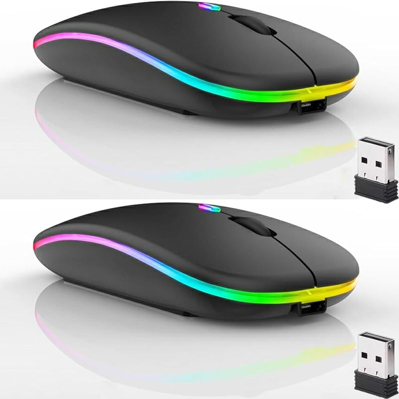 Wireless Bluetooth Mouse,LED Dual Mode Rechargeable Silent Slim Laptop ...