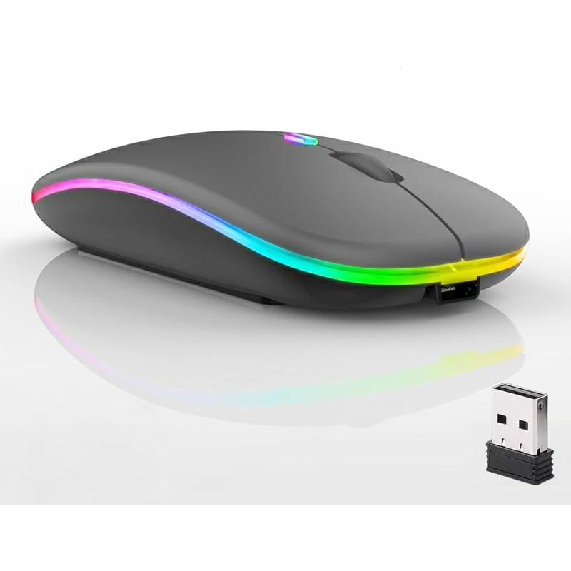 Wireless Bluetooth Mouse,LED Dual Mode Rechargeable Silent Slim Laptop ...